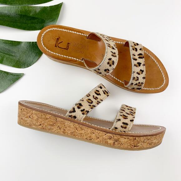 K.Jacques | Shoes | K Jacques St Tropez Leopard Print Sandals Cork ...